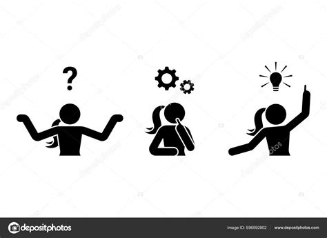 Stick Figure Woman Problem Solution Reasoning Vector Illustration Task