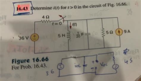 solved 16 43 determine i t for t 0 in the circuit of fig