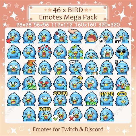 Bird Emotes X 46 For Twitch And Discord Emote Blue Bird Twitch Emote