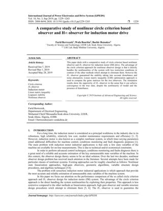 A Comparative Study Of Nonlinear Circle Criterion Based Observer And H Observer For Induction