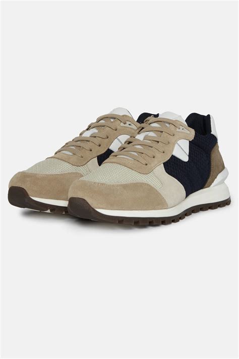 Beige Trainers In Leather And Technical Fabric Boggi