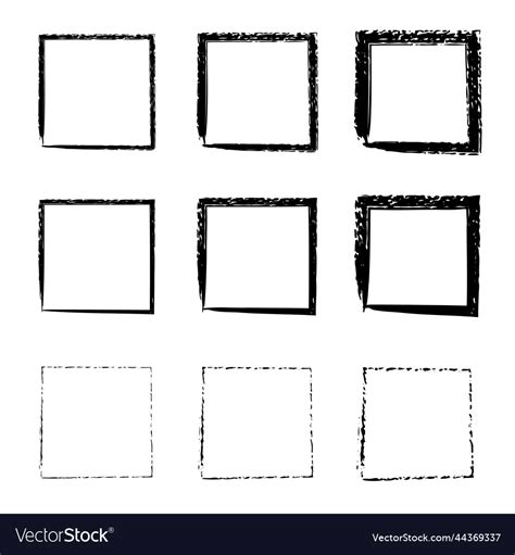 Grunge Frames Set Black Square Shape Royalty Free Vector