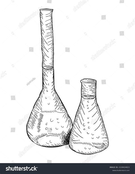 Sketch Chemical Laboratory Object Pharmaceutical Flasks Stock Vector Royalty Free 2228424823