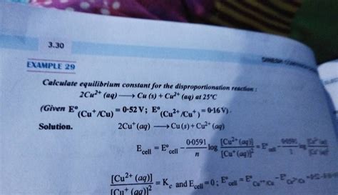 Calculate Equilibrium Constant For The Disproportionation Reaction