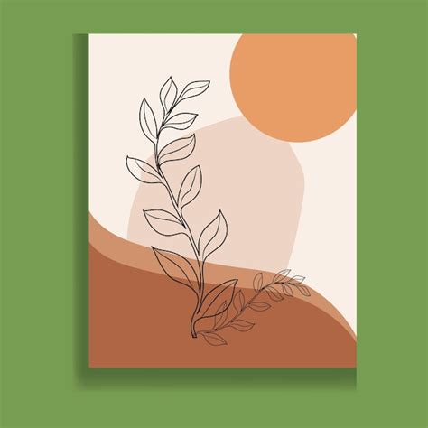 Premium Vector Botanical Wall Art Vector Earth Tone Boho Foliage