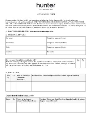 Fillable Online APPLICATION FORM Please Complete This Form Legibly