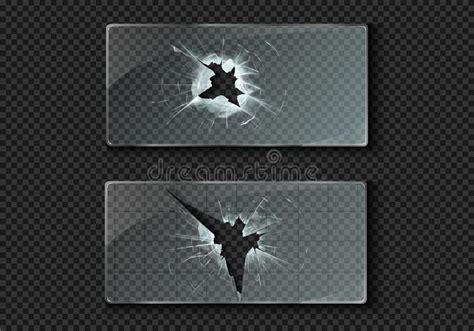 Glass Framework Broken Glass Set Stock Vector Illustration Of