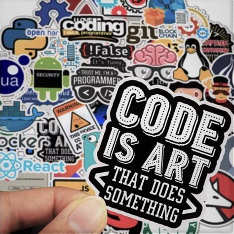 Kit 50 Adesivos Programador Hacker Geek Code Html Linux Js MercadoLivre