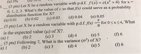 Solved A 5 6 6 5 Pts Let X Be A Random Variable W Chegg Com