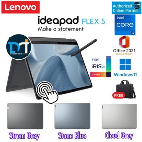 Promo Lenovo FLEX 5 14IAU7 I7 1255U 16GB 512GB Iris Xe 14 WUXGA TS W11 OHS STROM GREY Cicil