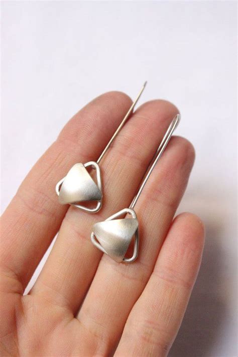 Triangular Earrings Made Of Sterling Silver Earrings Etsy Artofit