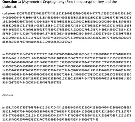 question 1 asymmetric cryptography find the