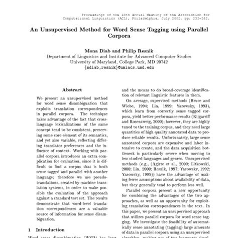 An Unsupervised Method For Word Sense Tagging Using Parallel Corpora