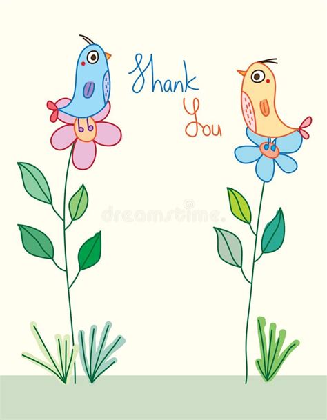 Bird Flower Stand Thank You Card Stock Vector Illustration Of
