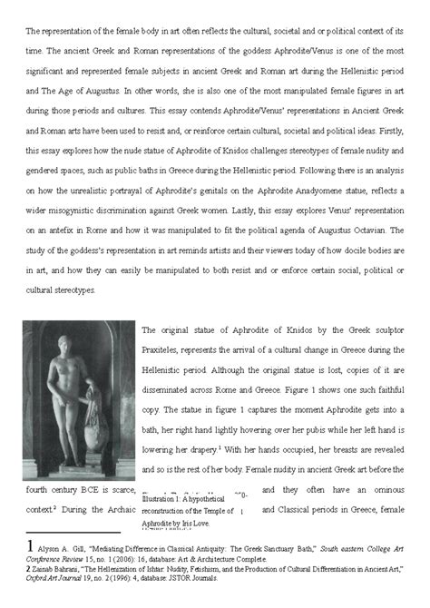 Feminism In Classical Greece Statues The Representation Of The Female Body In Art Often