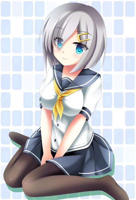 Masaüstü Illüstrasyon Basit arka plan Anime girls Mavi gözlü kısa saç Izleyiciye bakmak