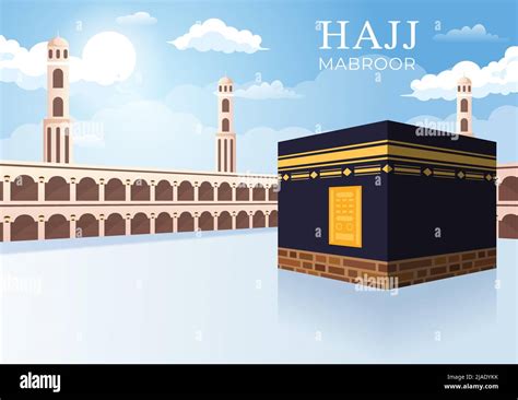 Hajj Or Umrah Mabroor Cartoon Illustration With People Character And