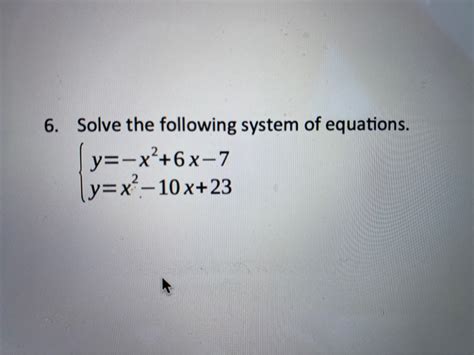 Solved 6 Solve The Following System Of Equations