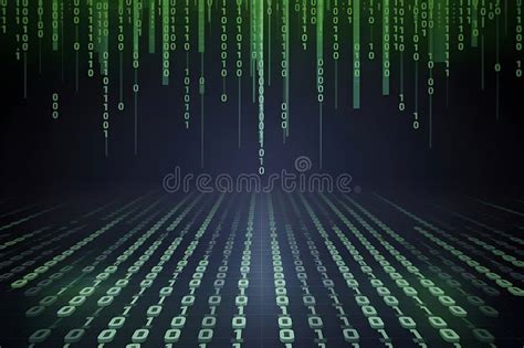 Abstract Cybernetic Digital Rain Background With Binary Code Concept