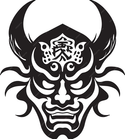 Premium Vector Demons Grin Hand Drawn Symbol For Terrifying Oni Yokai