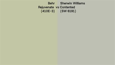 Behr Rejuvenate 410e 3 Vs Sherwin Williams Contented Sw 6191 Side
