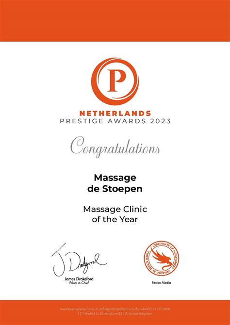 Massage And Wellness De Stoepen Winnaar Massage Clinic Of The Year 2023”