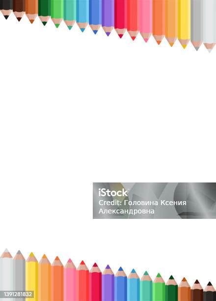 색연필 어린이 발표 배경 사진 졸업장 인증서 쿠폰이있는 프레임 벡터 일러스트 레이 션 교육에 대한 스톡 벡터 아트 및 기타