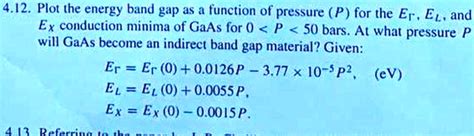 Solved 412 Plot The Energy Band Gap As A Function Of Pressure P For