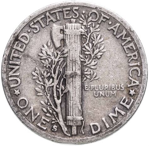 Монета США 10 центов (дайм, one dime) 1942 стоимостью 850 руб.