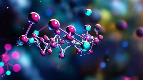 Colorful Molecular Chain Structure Rotating In A Microscopic View Stock Footage Video Of