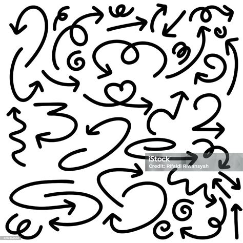 귀여운 펜 선 낙서 요소 벡터 세트입니다 화살표의 손으로 그린 낙서 모음입니다 인쇄 만화 카드 장식 스티커 디자인 0명에 대한 스톡 벡터 아트 및 기타 이미지 Istock