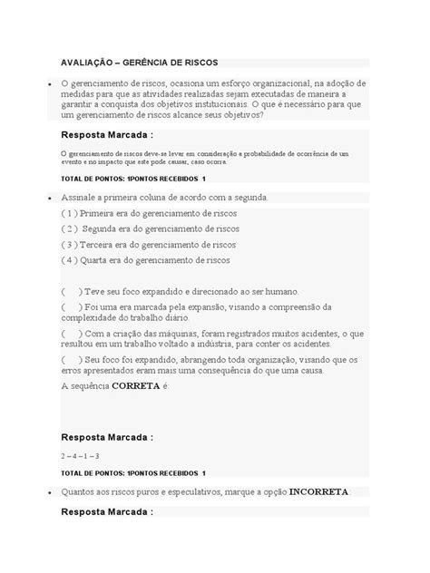 Avaliação Gerência De Riscos Pdf Avaliação De Risco Padronização