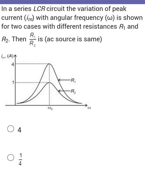 [answered] in a series lcr circuit the variation of peak current im