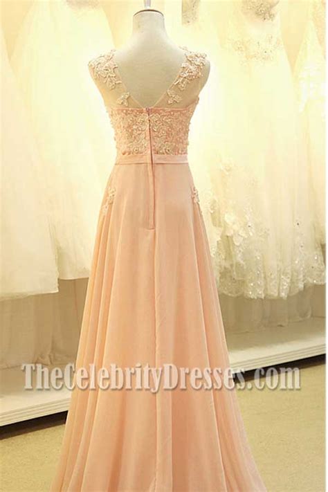 Floor Length Pearl Pink Prom Gown Bridesmaid Dresses Thecelebritydresses