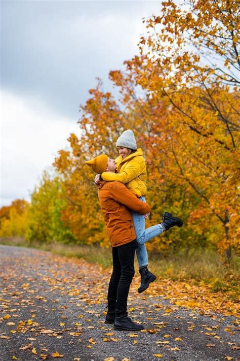 Cute Couple Having Fun In Autumn Forest Or Park Stock Image Image Of