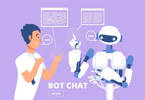 Chatbot Concept Robot Projects A Screen With Messages From Users And Leads Dialog With Them