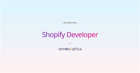 Remote Shopify Developer Job At Human Resource Services Company Remote4africa