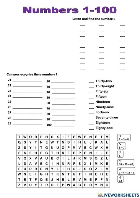 37 Numbers 1 100 English Esl Worksheets Pdf And Doc Worksheets Library