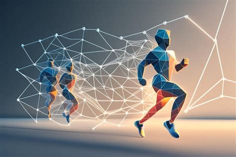 premium ai image running man from lines triangles and particle style