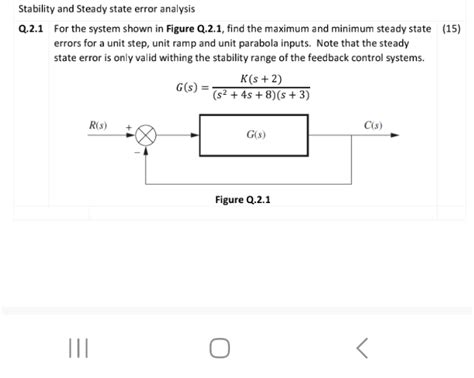 Solved Stability And Steady State Error Analysisq21 ﻿for