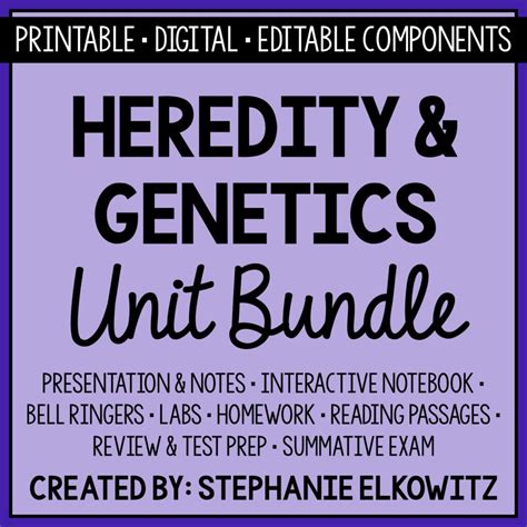 Heredity And Genetics Unit Bundle Stephanie Elkowitz
