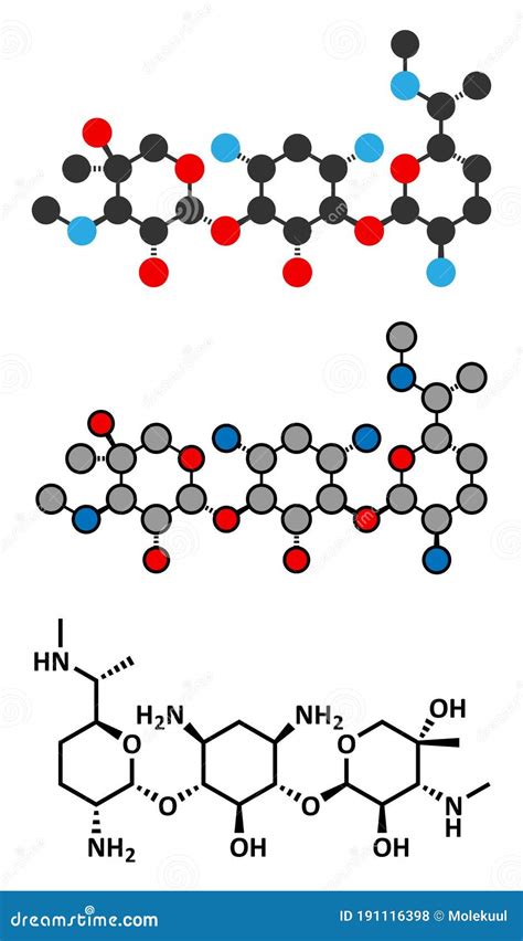 Gentamicin Antibiotic Drug Aminoglycoside Class Molecule Stock Vector