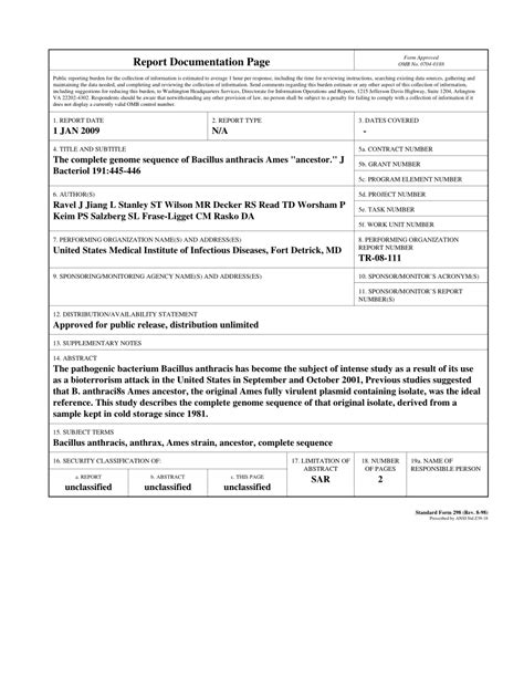 PDF The Complete Genome Sequence Of Bacillus Anthracis Ames Ancestor Genome Announcements