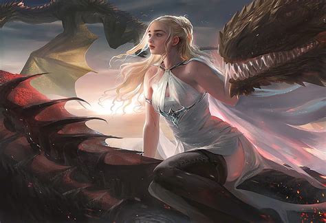 Hd Wallpaper Game Of Thrones Daenerys Targaryen Riding Dragon Digital