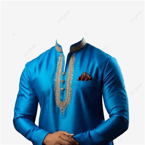 Los Hombres Formales Visten Panjabi Azul Brillante Para Maqueta Y Foto