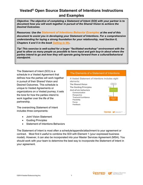Statement Of Intent Examples