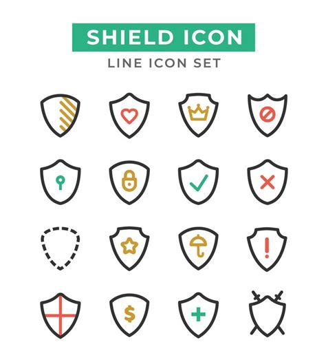 Shield Line Icon Set Vector Art At Vecteezy