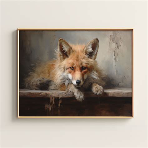 Vintage Fox Print Victorian Dark Academia Halloween Wall Art Dark