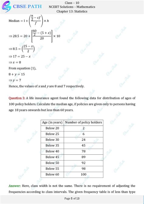 Ncert Solutions For Class Maths Exercise Statistics