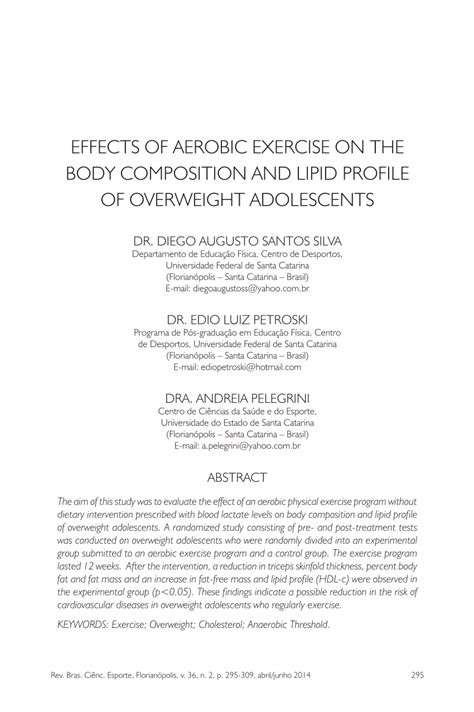 Pdf Effects Of Aerobic Exercise On The Body Composition And Lipid Profile Of Overweight